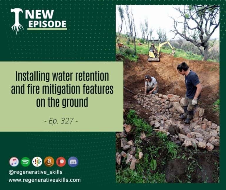 Installing water retention and fire mitigation features on the ground ...